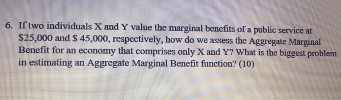 Solved 6. If two individuals X and Y value the marginal | Chegg.com