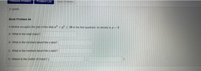 Solved PREVIOUS Prodiem Froblem List Next Problem (1 point) | Chegg.com Solved PREVIOUS Prodiem Froblem List Next Problem (1 point) | Chegg.com