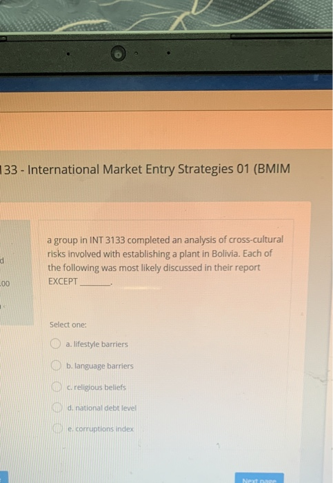 Solved 33 - International Market Entry Strategies 01 (BMIM d | Chegg.com