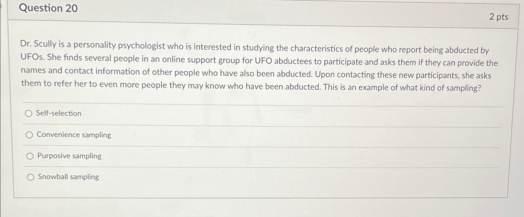 Solved Question 202ptsDr. ﻿Scully is a personality | Chegg.com