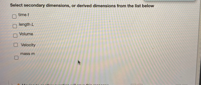 Solved Select secondary dimensions, or derived dimensions | Chegg.com