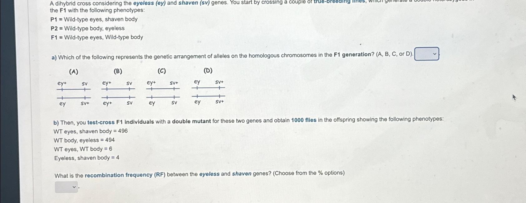 Solved the F1 ﻿with the following phenotypes:P1 = ﻿Wild-type | Chegg.com