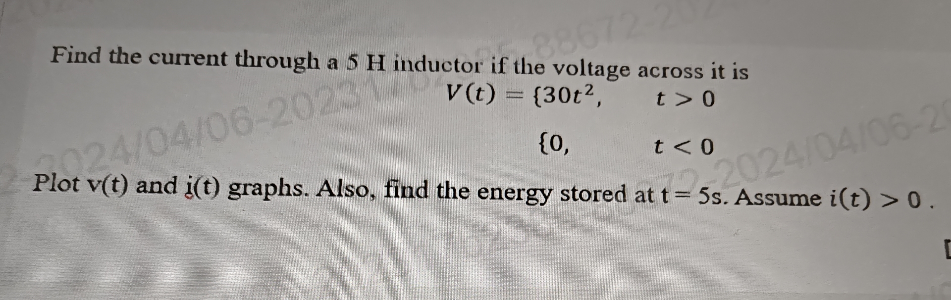 Solved Find the current through a 5H ﻿inductor if the | Chegg.com