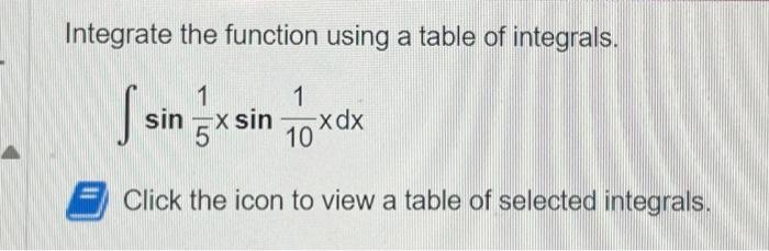 Solved Integrate the function using a table of integrals. I | Chegg.com