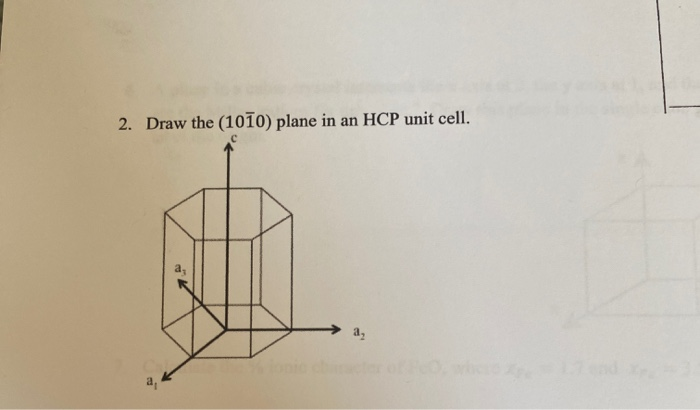 Solved 2. Draw the (1070) plane in an HCP unit cell. a, a, | Chegg.com