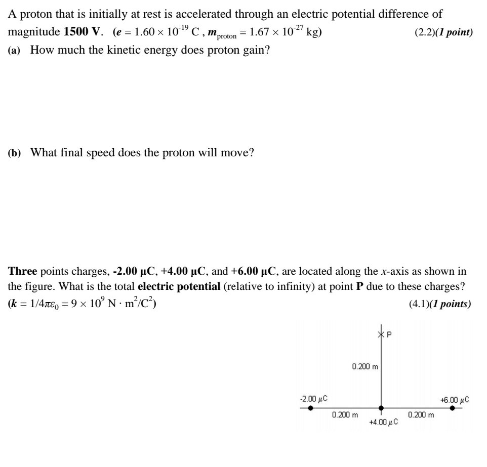 Solved A proton that is initially at rest is accelerated | Chegg.com