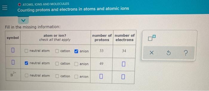 Solved O ATOMS, IONS AND MOLECULES Counting protons and | Chegg.com