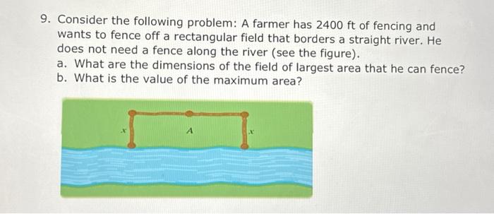 Solved 9. Consider the following problem: A farmer has | Chegg.com
