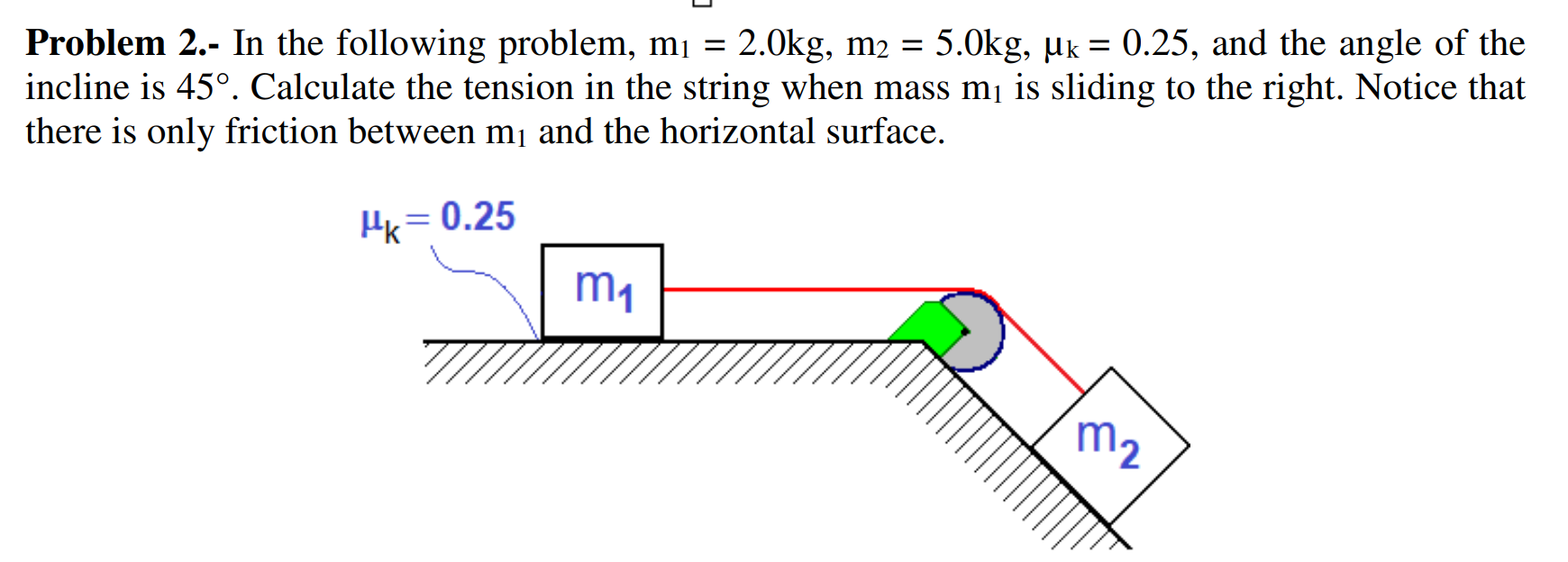 Solved In the following problem, m1=2.0kg,m2=5.0kg,μk=0.25, | Chegg.com