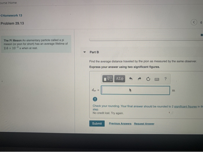 Solved Durse Home Review The Pi Meson An elementary | Chegg.com