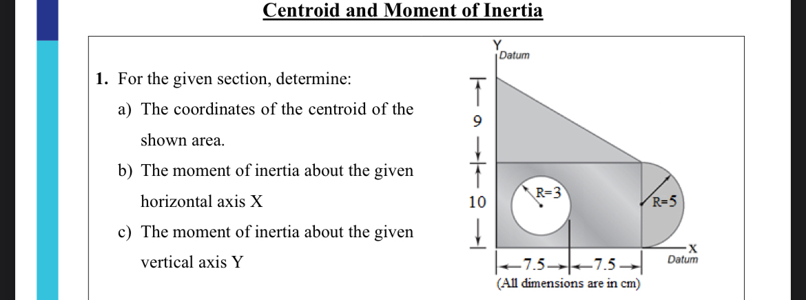 Solved Centroid and Moment of InertiaFor the given section, | Chegg.com