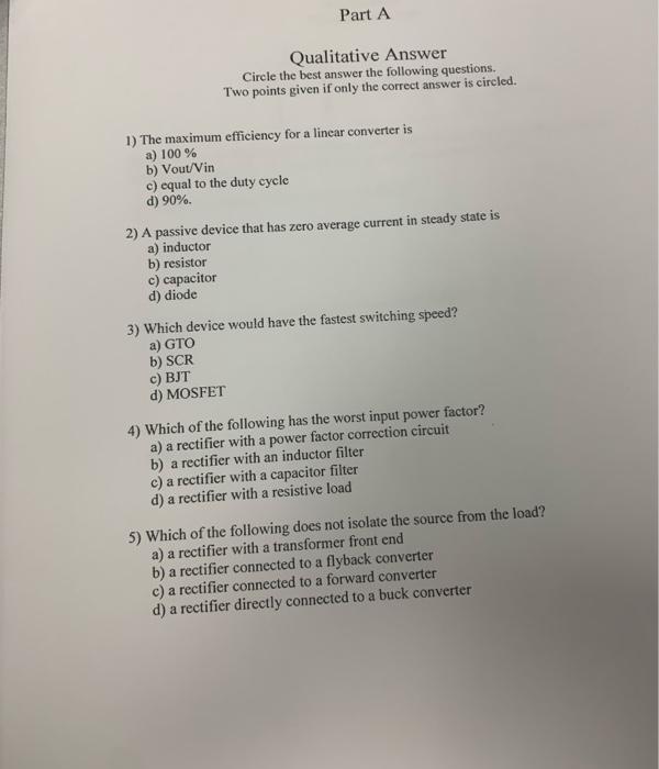 Solved Qualitative Answer Circle the best answer the | Chegg.com