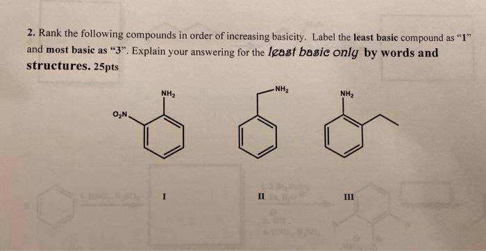 Solved 2. Rank the following compounds in order of | Chegg.com
