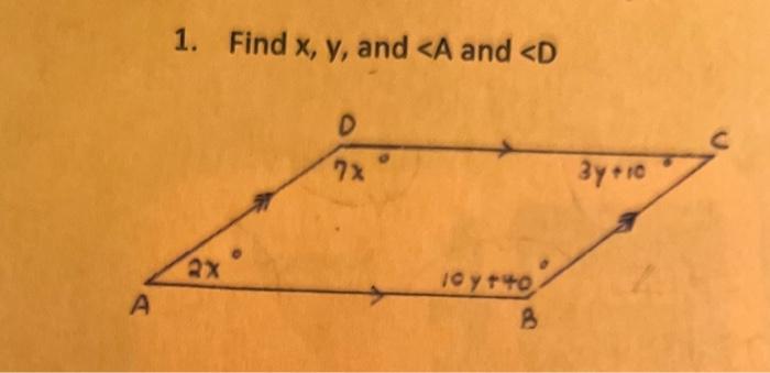 Solved 1. Find x,y, and | Chegg.com