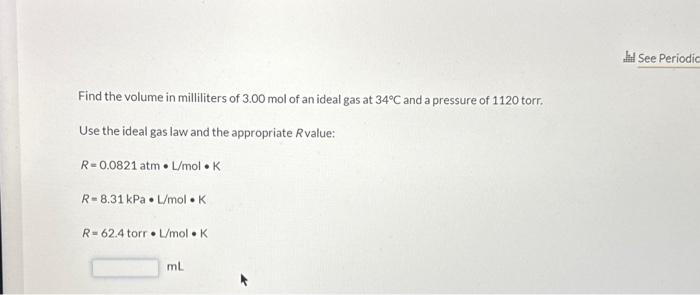 Solved Find the volume in milliliters of 3.00 mol of an | Chegg.com