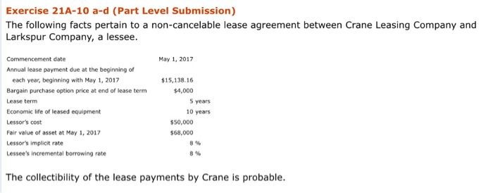 Solved Exercise 21A-10 a-d (Part Level Submission) The | Chegg.com
