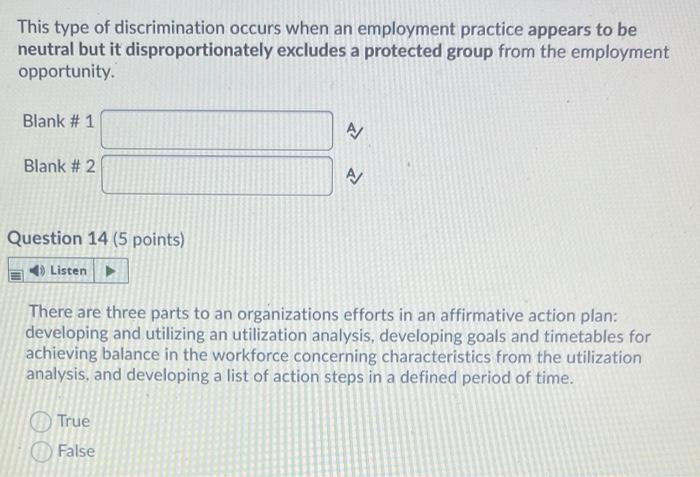 Solved A prima facie case of discrimination can be | Chegg.com