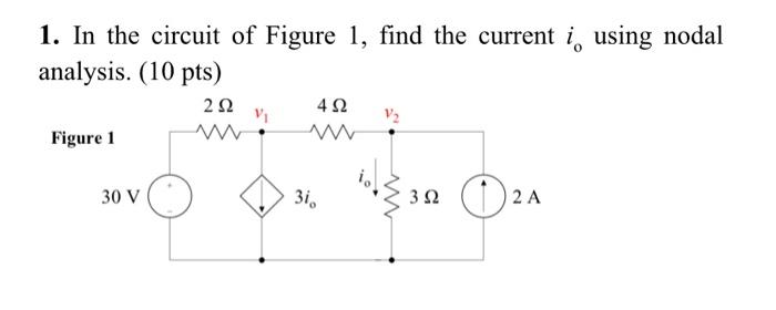 Solved 1. In the circuit of Figure 1, find the current io | Chegg.com
