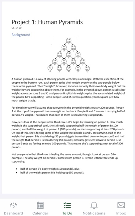 Solved Project 1: Human Pyramids CS 1410 Background A human | Chegg.com
