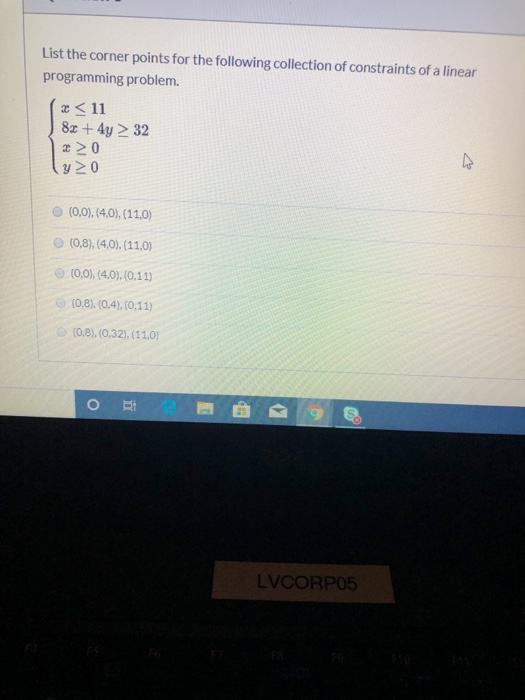 Solved List the corner points for the following collection | Chegg.com