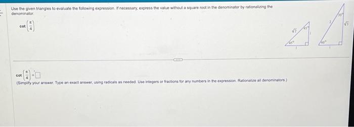 Solved Use the given triangles to evaluate the following | Chegg.com