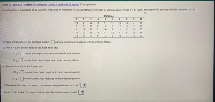 Solved - X Definition TIS [ Mean Factor, n chart Lower | Chegg.com