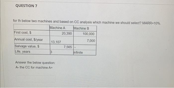 Solved for th below two machines and based on CC analysis | Chegg.com
