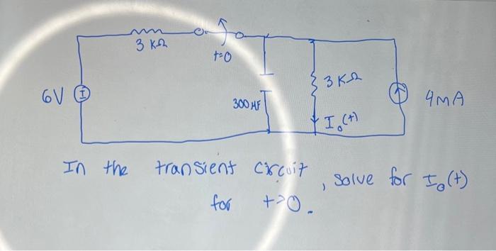 Solved In the transient circuit, solve for I0(t) for t>0.In | Chegg.com