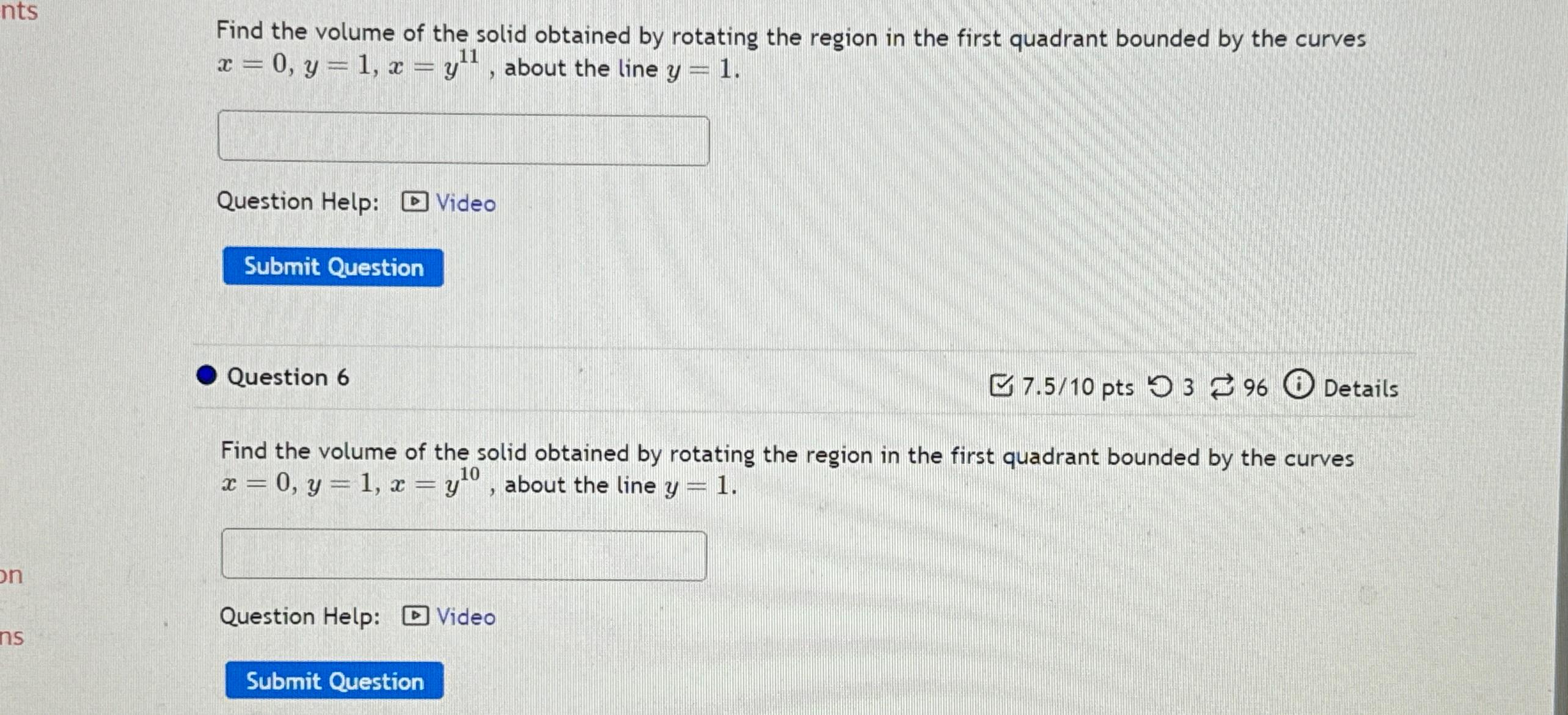Solved Find the volume of the solid obtained by rotating the | Chegg.com