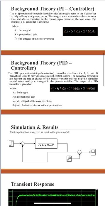 Solved Background Theory (PI - Controller) The PI | Chegg.com