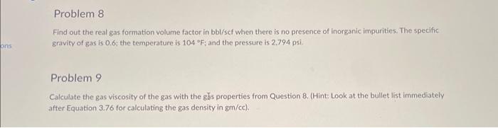 Solved Find out the real gas formation volume factor in | Chegg.com