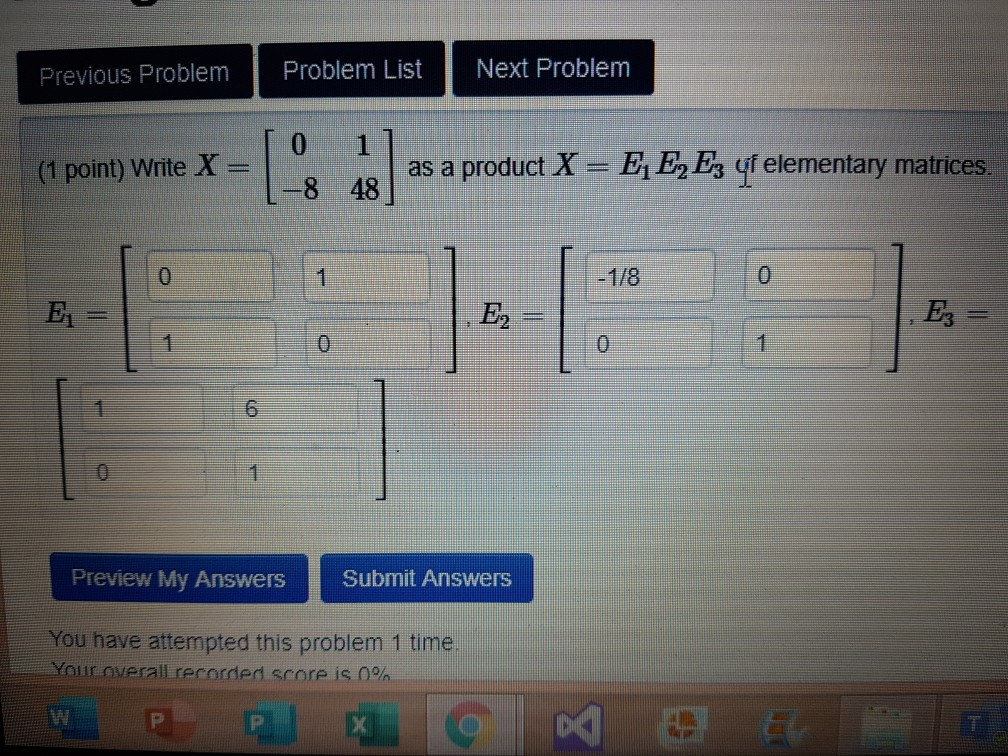 Solved Previous Problem Problem List Next Problem (1 point) | Chegg.com