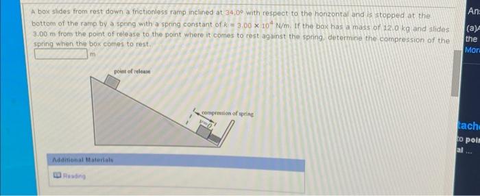 Solved A box slides from rest down a frictionless ramp | Chegg.com
