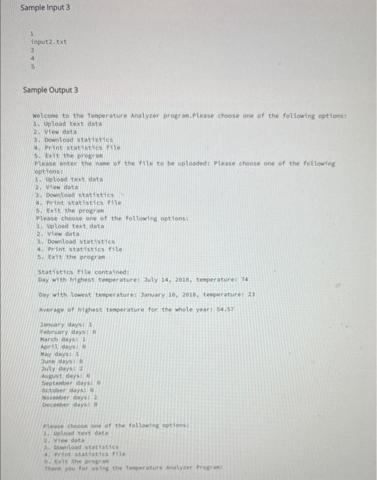 Solved Welcome to the Temperature Analyzer program.Please | Chegg.com