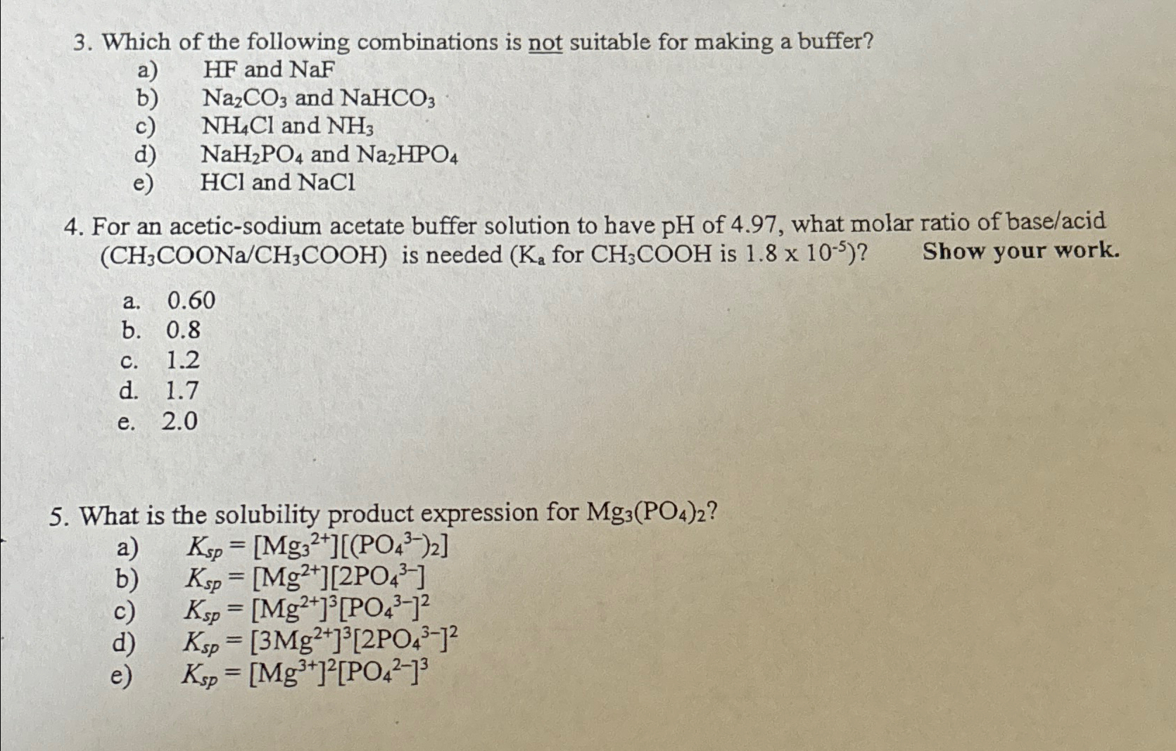 Solved Which of the following combinations is not suitable | Chegg.com