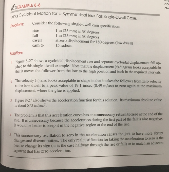 LJEXAMPLE 8-6 idal Motion for a Symmetrical Rise-Fall | Chegg.com