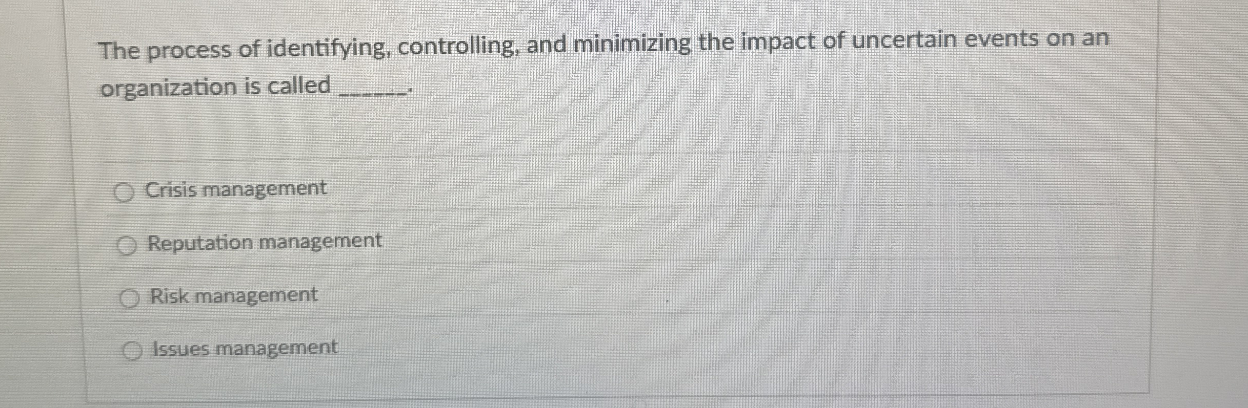 Solved The process of identifying, controlling, and | Chegg.com