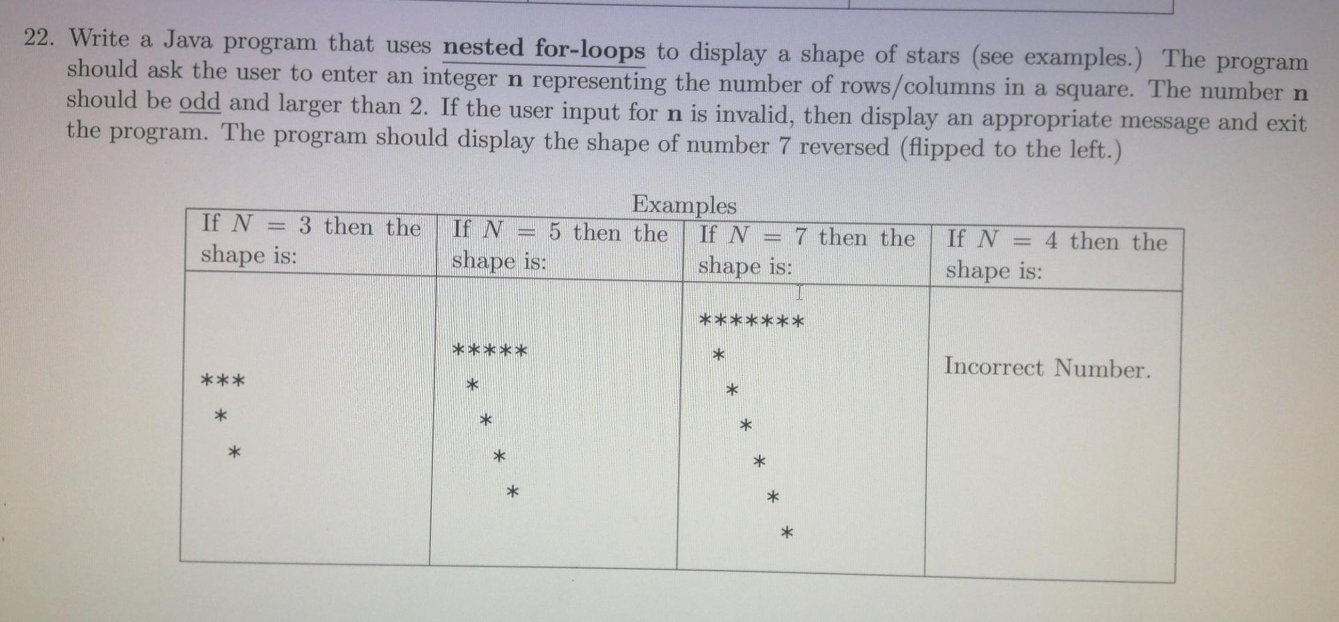 Solved 22 Write A Java Program That Uses Nested For Loops
