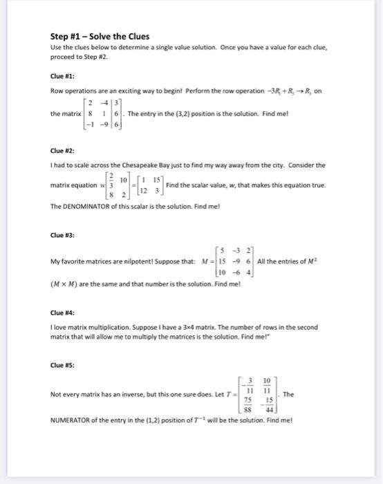 Solved Step \#1 - Solve the Clues Use the clues below to | Chegg.com