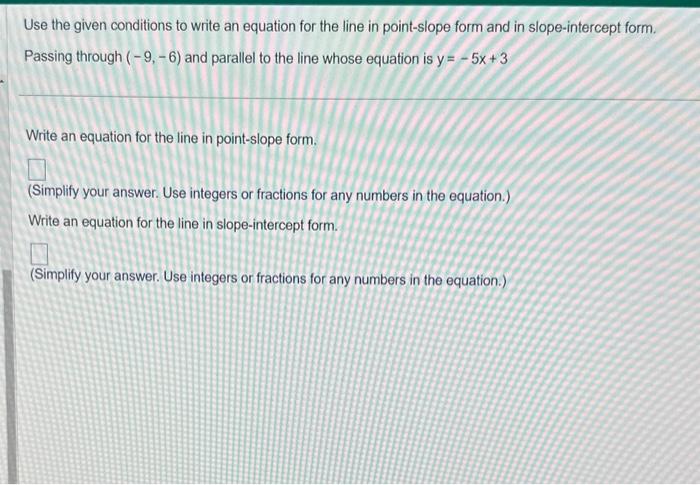Solved Use the given conditions to write an equation for the | Chegg.com