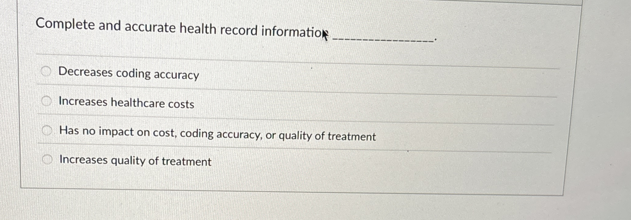 Solved Complete and accurate health record | Chegg.com