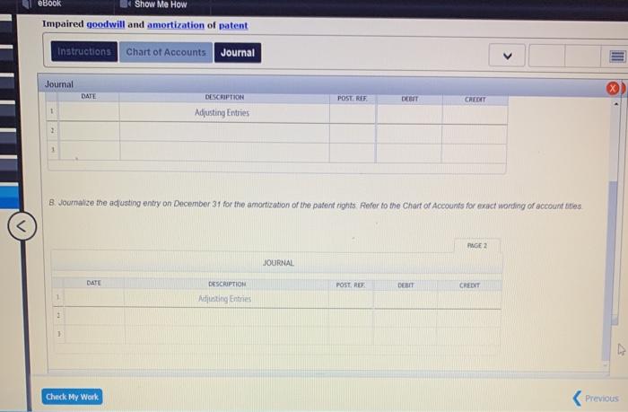 Solved Show Me How eBook Impaired goodwill and amortization | Chegg.com