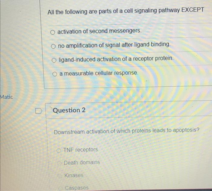 Solved All the following are parts of a cell signaling | Chegg.com