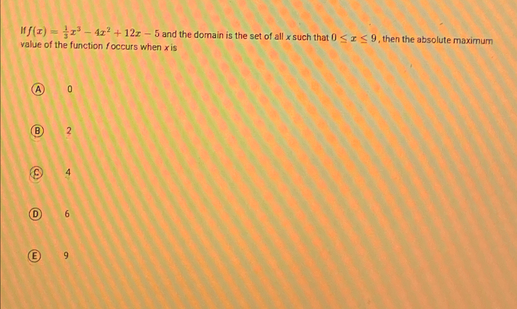 Solved If f(x)=13x3-4x2+12x-5 ﻿and the domain is the set of | Chegg.com