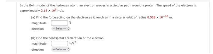 In the Bohr model of the hydrogen atom, an electron | Chegg.com