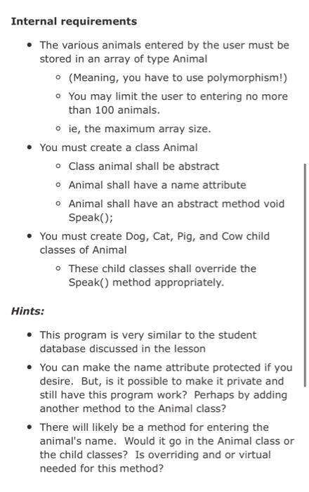 Solved Animal Farm This week's assignment is called Animal | Chegg.com