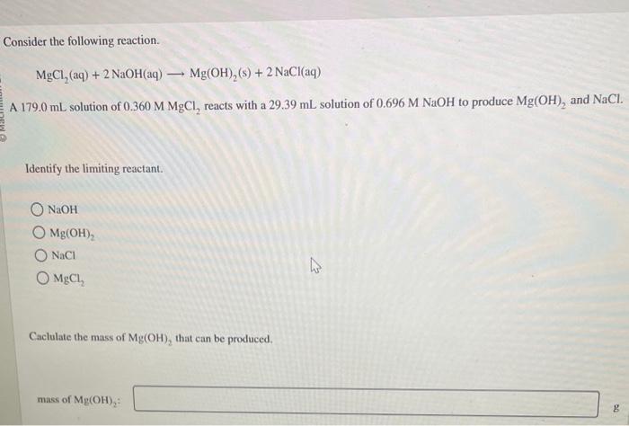 Solved Consider the following reaction. | Chegg.com
