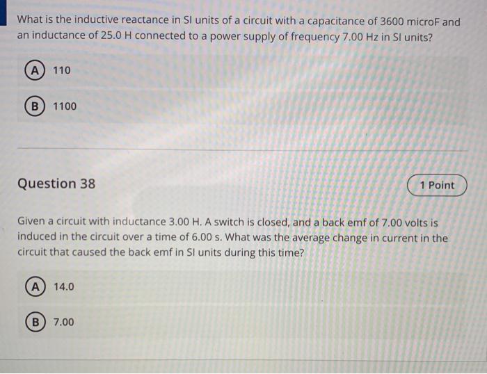 Solved What is the inductive reactance in Si units of a | Chegg.com
