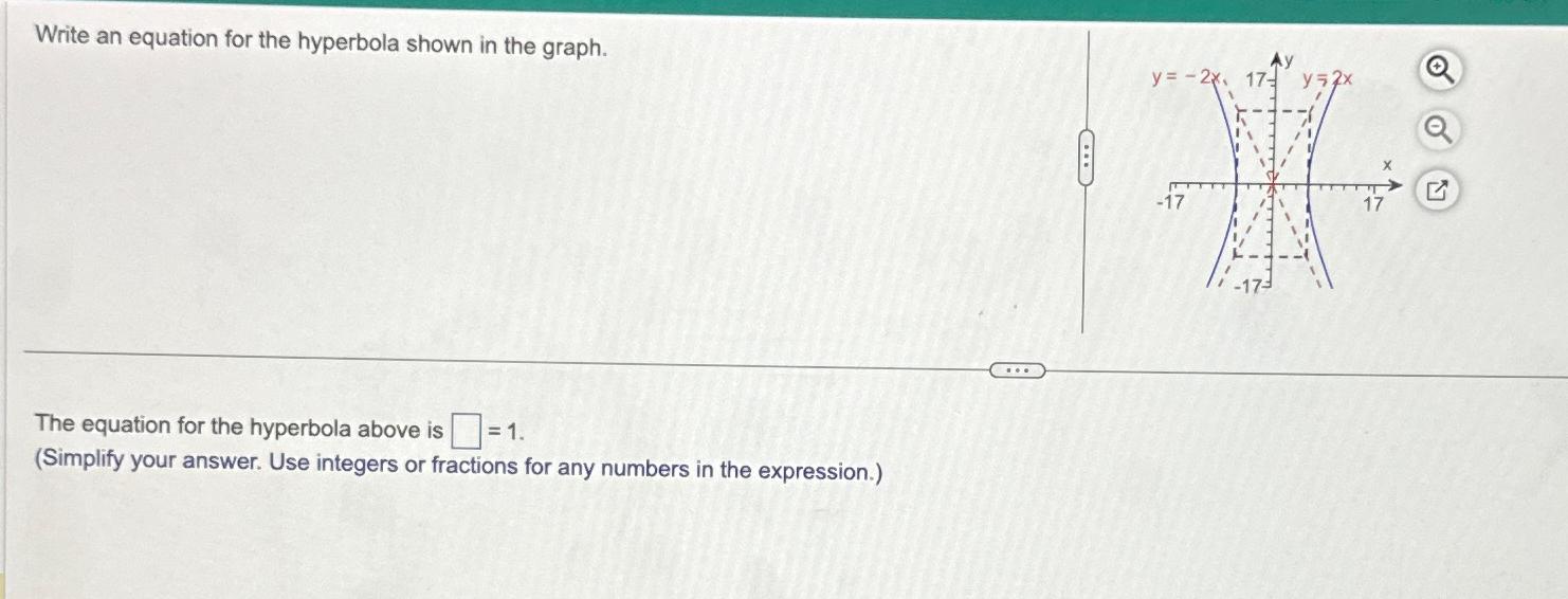 Solved Write An Equation For The Hyperbola Shown In The 3253