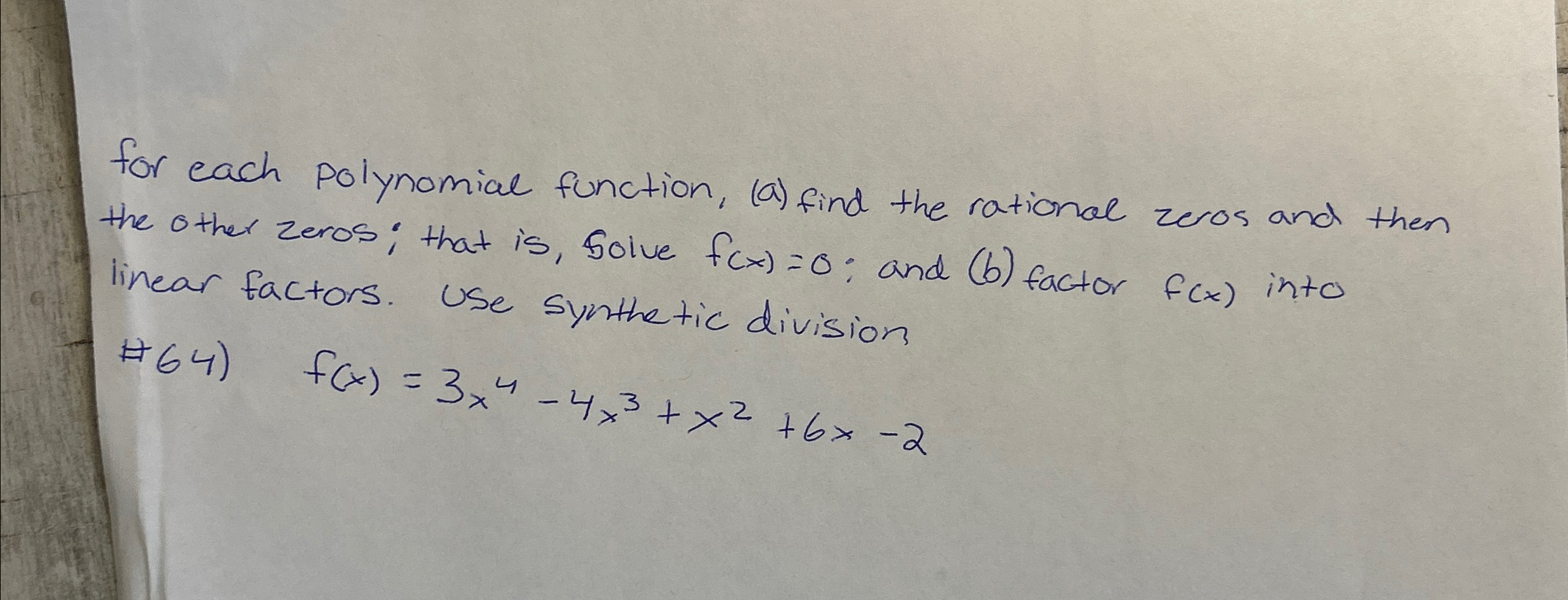 Solved for each polynomial function, (a) ﻿find the rational | Chegg.com